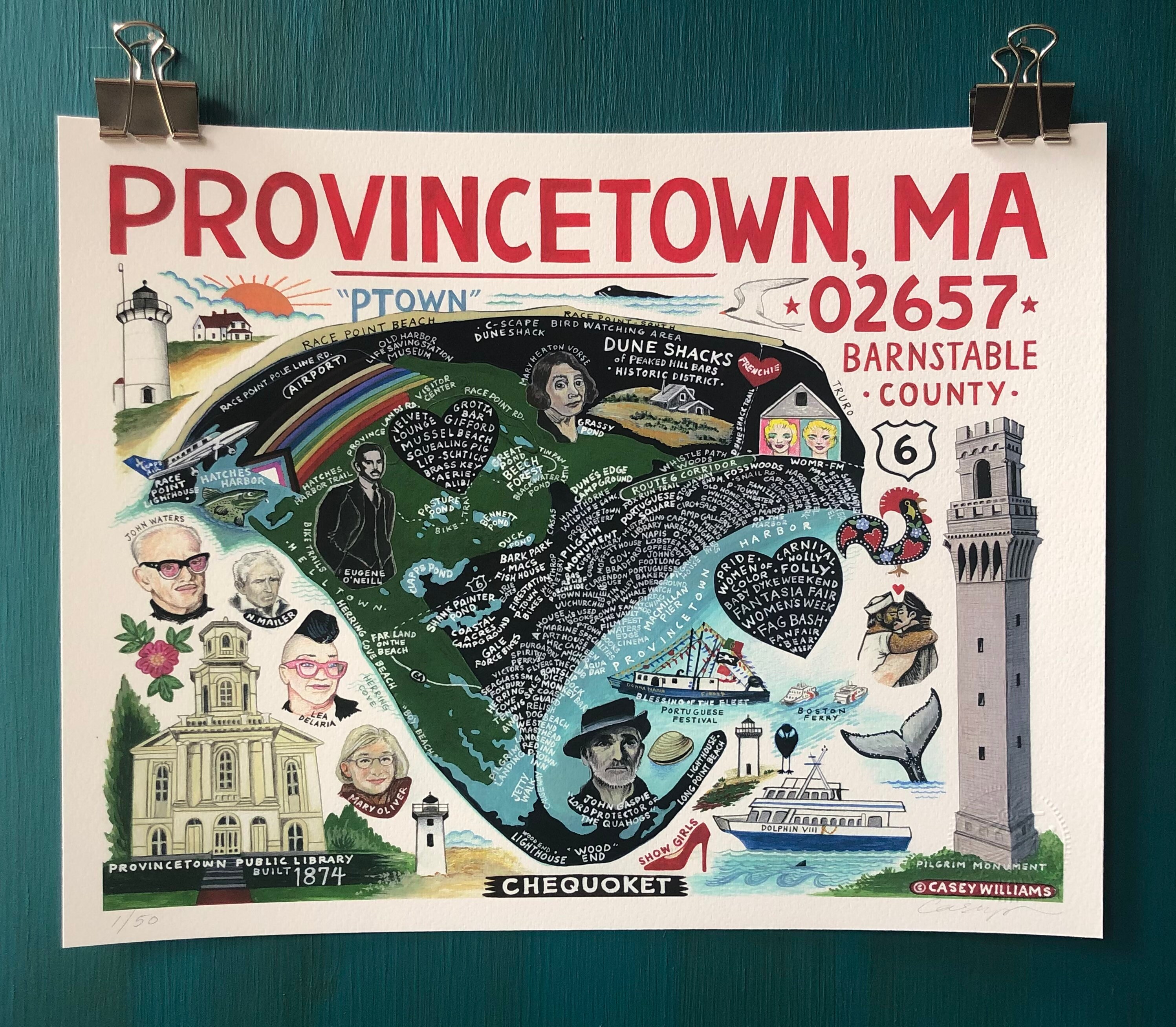 MAP ART / Art Print / Town Map Print / Provincetown, Massachusetts ...