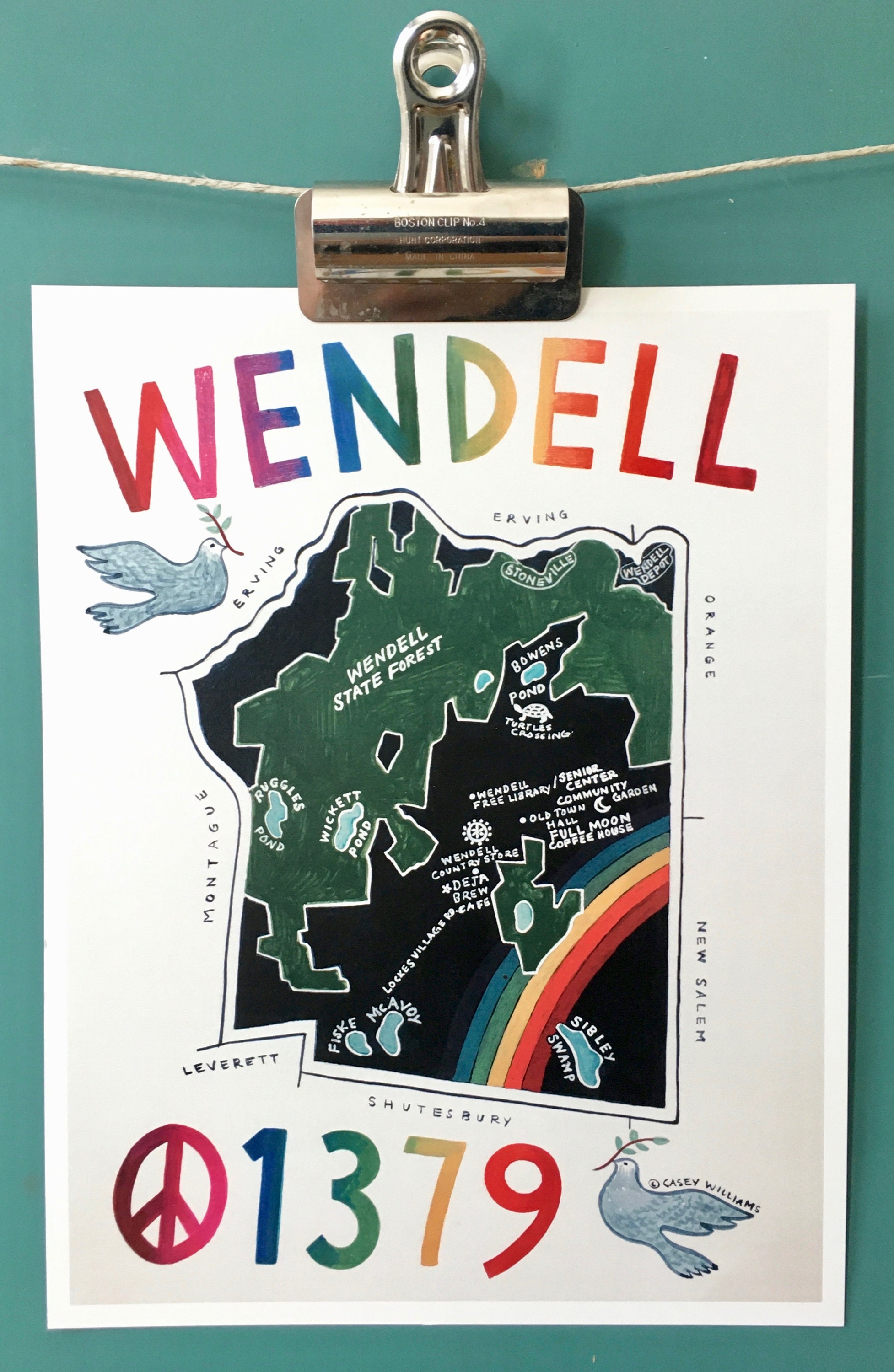 MAP ART / Art Print / Town Map Paintings / Wendell, Massachusetts ...
