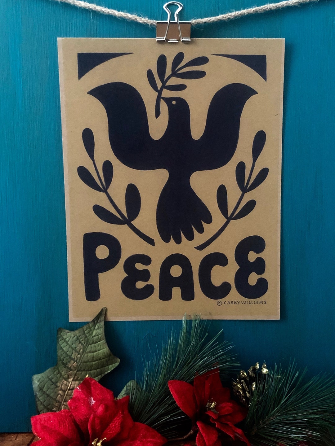 Dark Blue Peace Dove Art Print Available on Kraft, Antique White, or ...