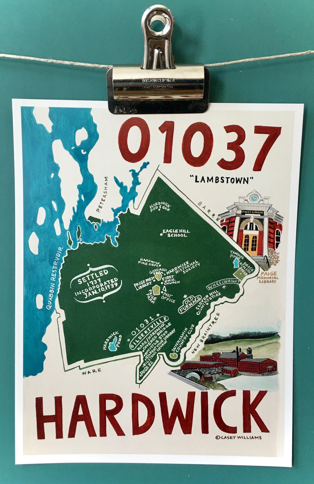 MAP ART / Art Print / Town Map Print / Hardwick, Massachusetts/ 01037 ...