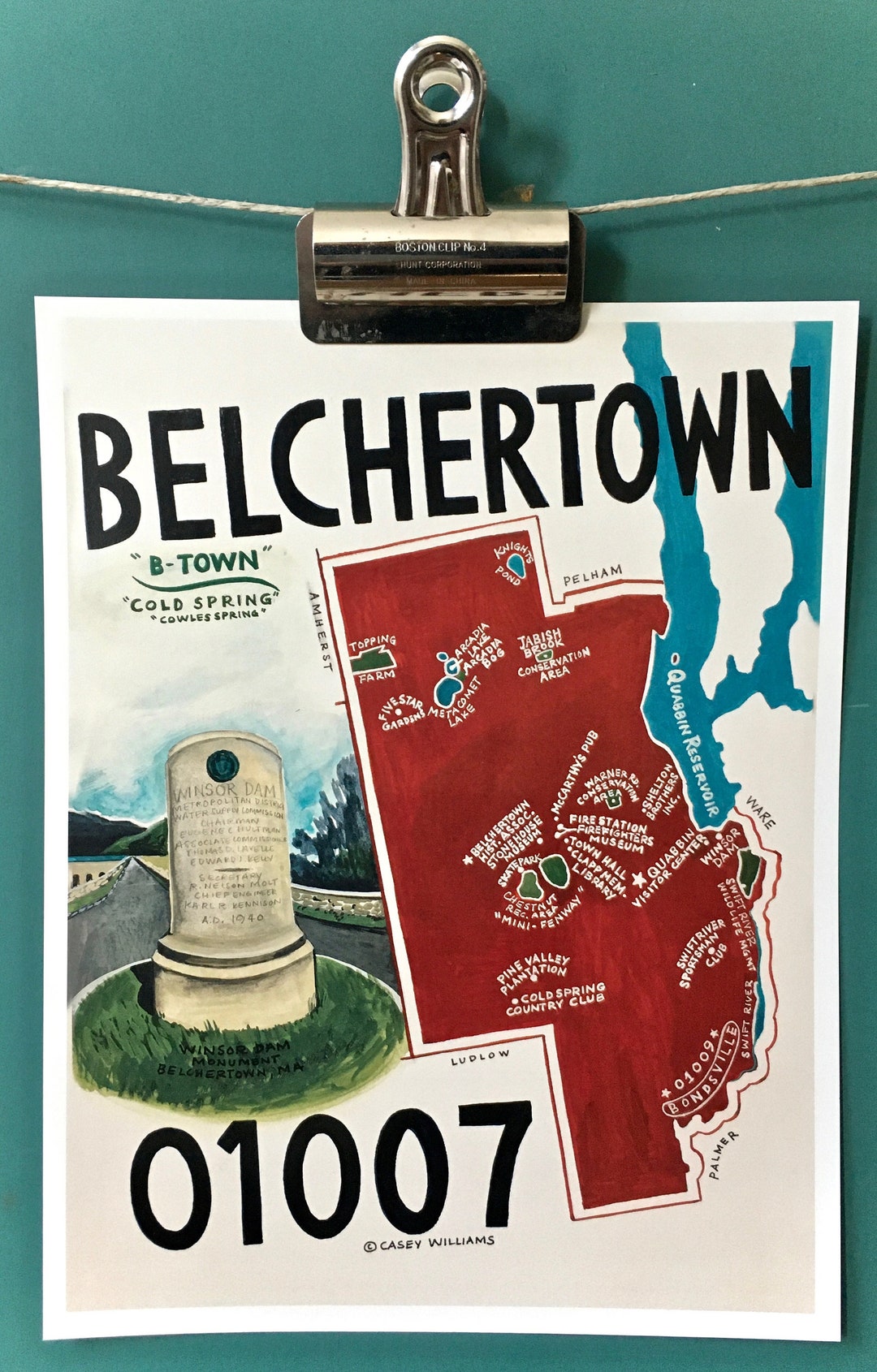 MAP ART / Art Print / Town Map Paintings / Belchertown, Massachusetts ...