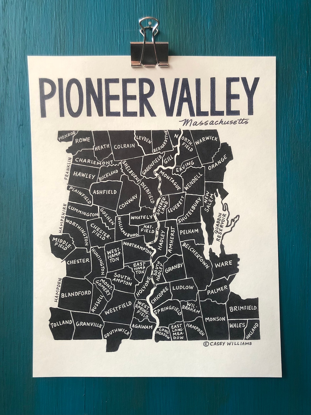 MAP ART / Art Print / Town Map Paintings / Pioneer Valley ...