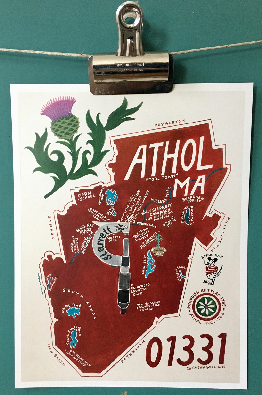 MAP ART / Art Print / Town Map Print / Athol, Massachusetts/ 01331 - Etsy