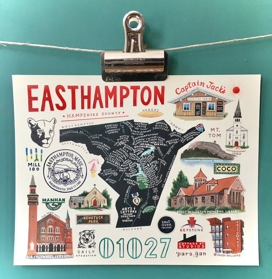 MAP ART / Art Print / Town Map Print / Easthampton, Massachusetts ...