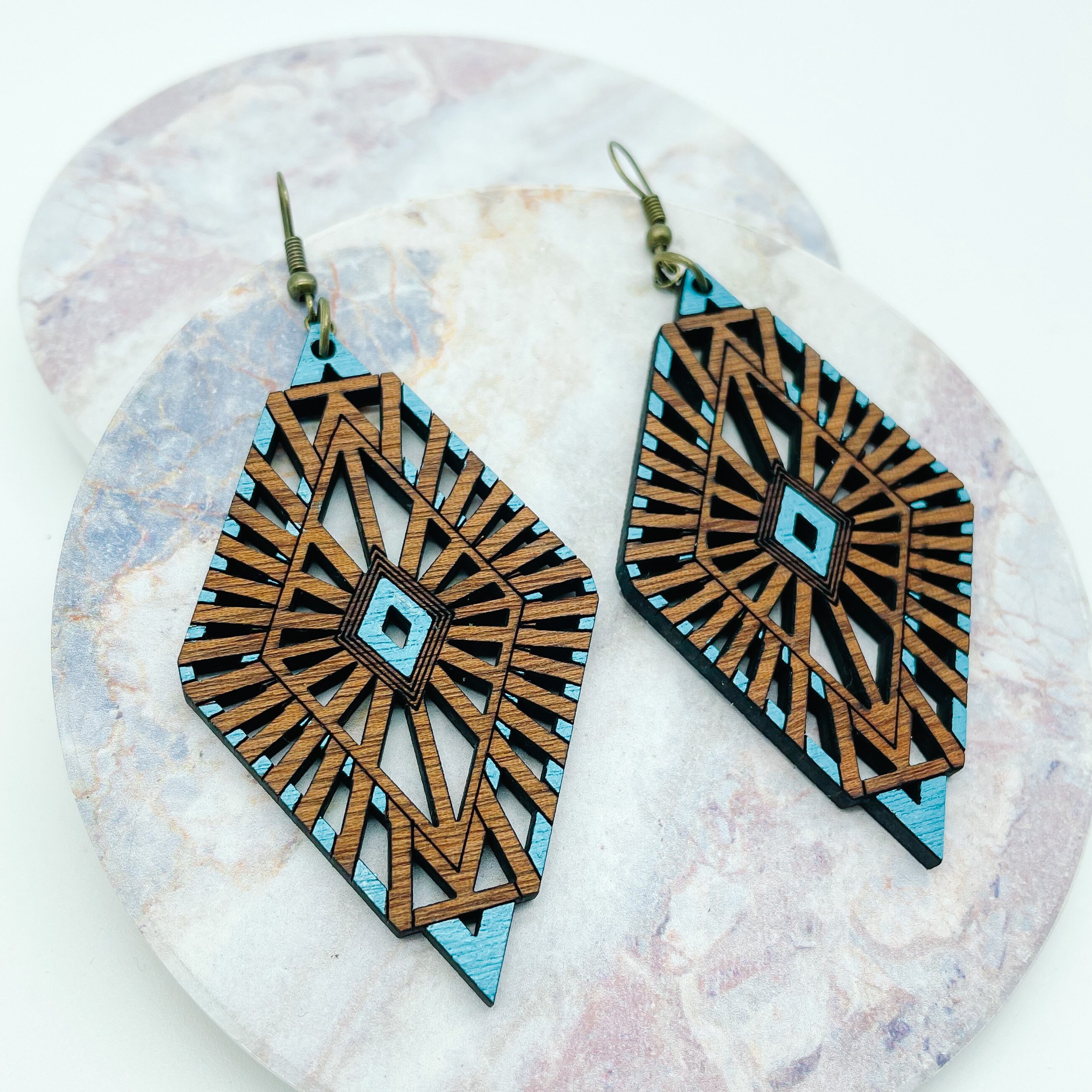 Wood Earrings Boho Bohemian Wood Jewelry Laser Cut Etsy