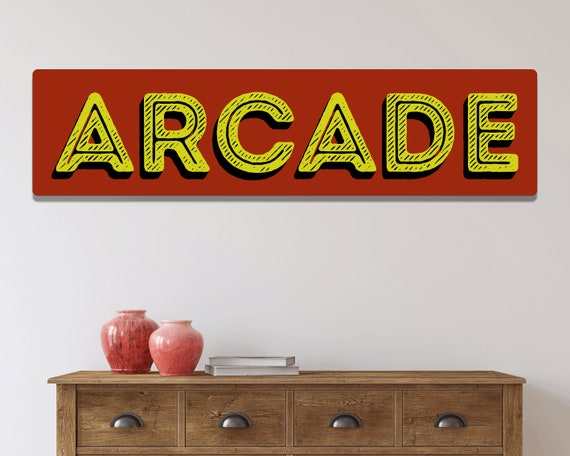 Rustic Arcade Sign Horizontal Custom Arcade Sign Gamer Room | Etsy