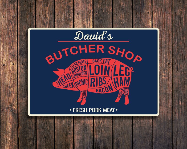 Personalized Butcher Shop Sign Fresh Pork Meat Sign Pork Cut | Etsy