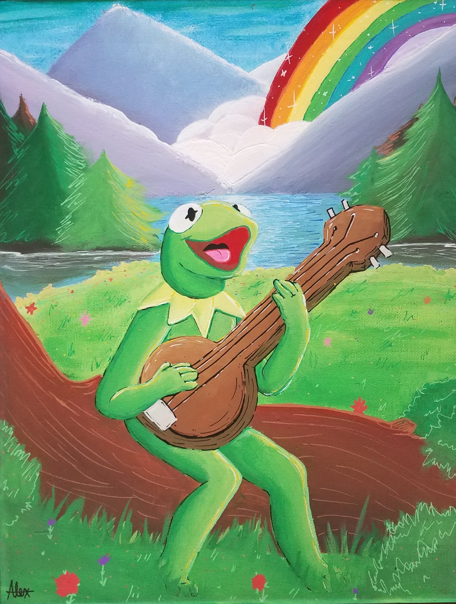 Rainbow Connection Kermit the Frog Painting - Etsy