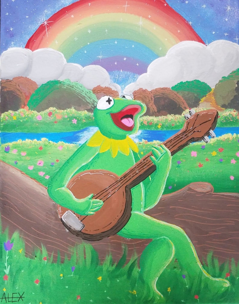 Rainbow Connection Kermit the Frog Painting - Etsy