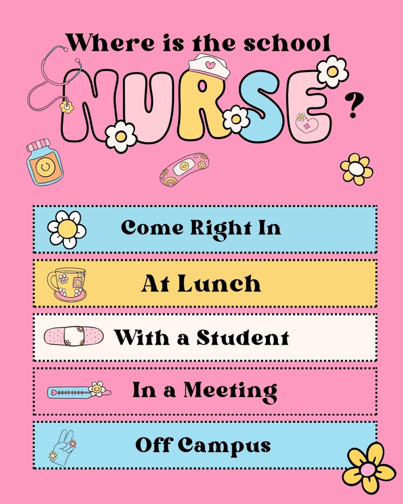 Retro Nurse Poster - Instant Download Print - Nurse Door Sign - Cute ...