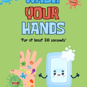 Wash Your Hands Poster - Instant Download Poster - School Poster About ...