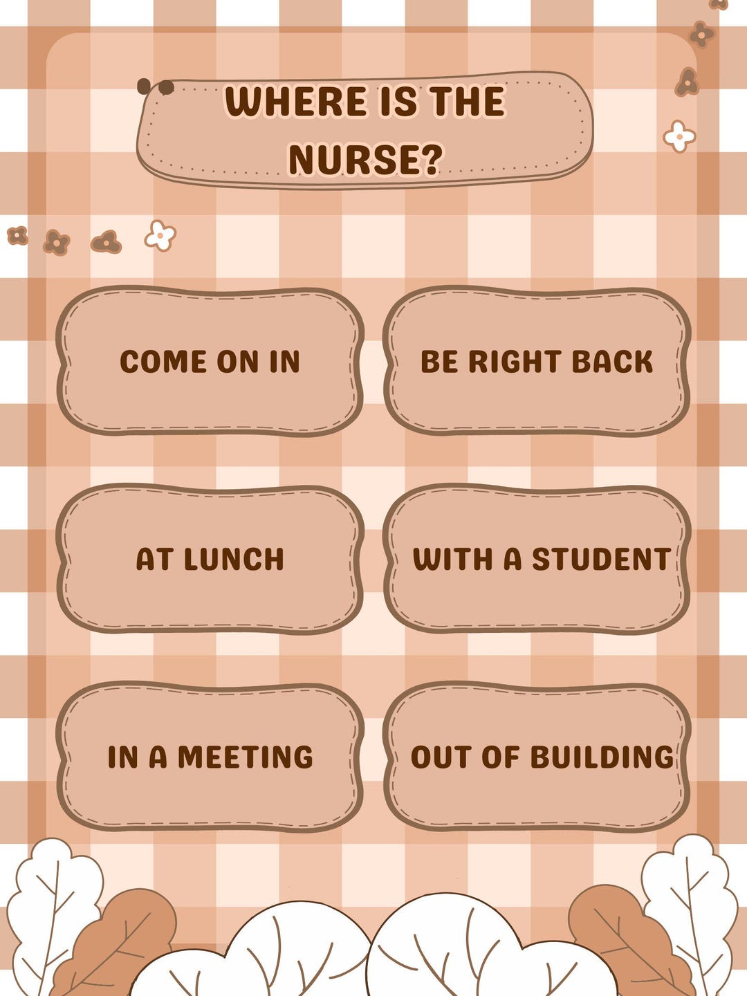 Checkered Nurse Office Sign – Clinic Door Poster (digital Download) - Etsy