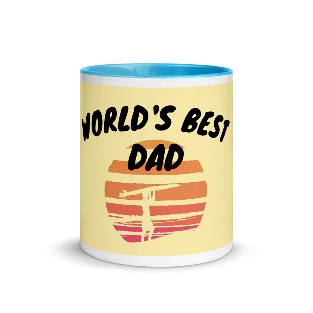 World's Best Dad Surfer Dad Beach Surfing Dads Surfing Mug With Color ...