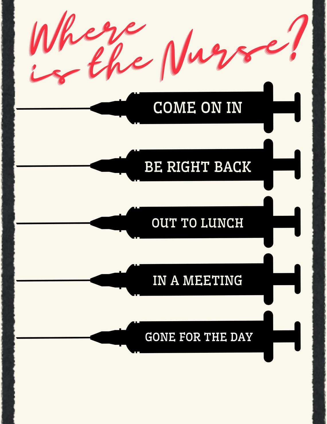 Nurse Door Sign - Cute Nurse Office Sign - Nurse Syringes & Clipboards ...