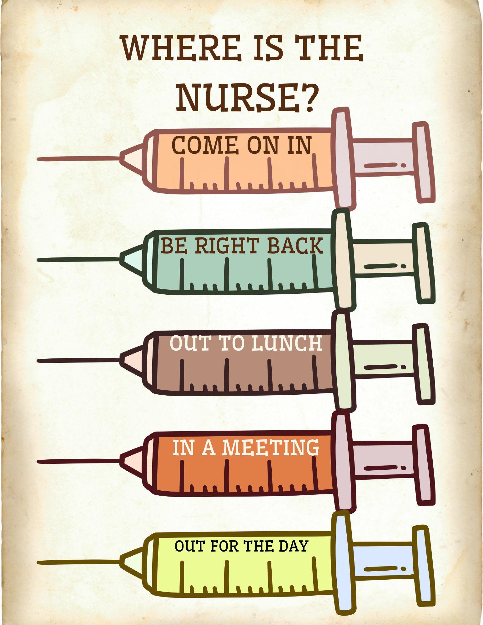 Nurse Door Sign - Cute Nurse Office Sign - Nurse Syringes & Clipboards ...