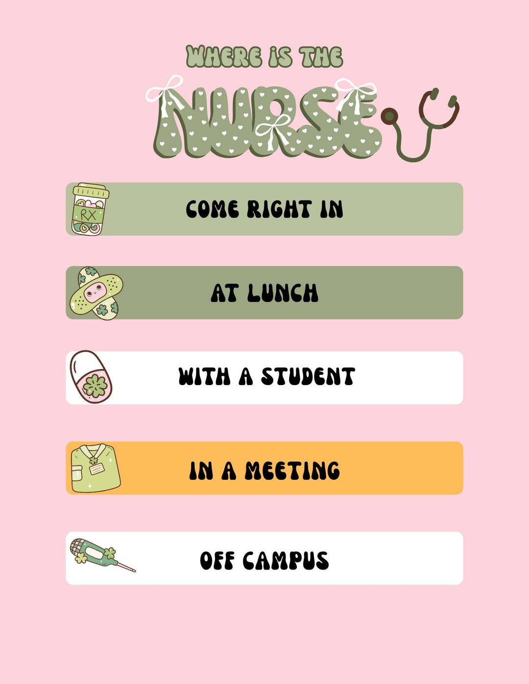 Polka Dot Nurse Door Sign – Retro Clinic Decor (digital Download) - Etsy