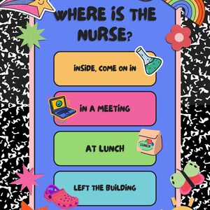 Instant Download School Nurse Poster - Where is the School Nurse - Cute ...