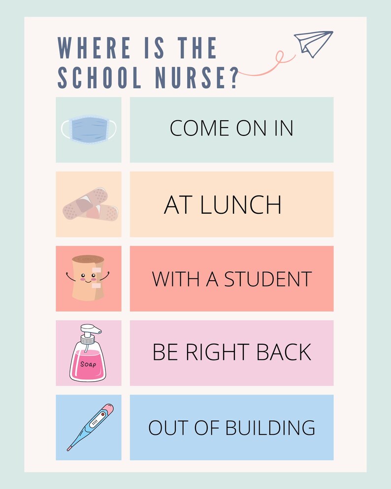 School Nurse Poster - Where is the School Nurse - Cute Nursing Posters ...