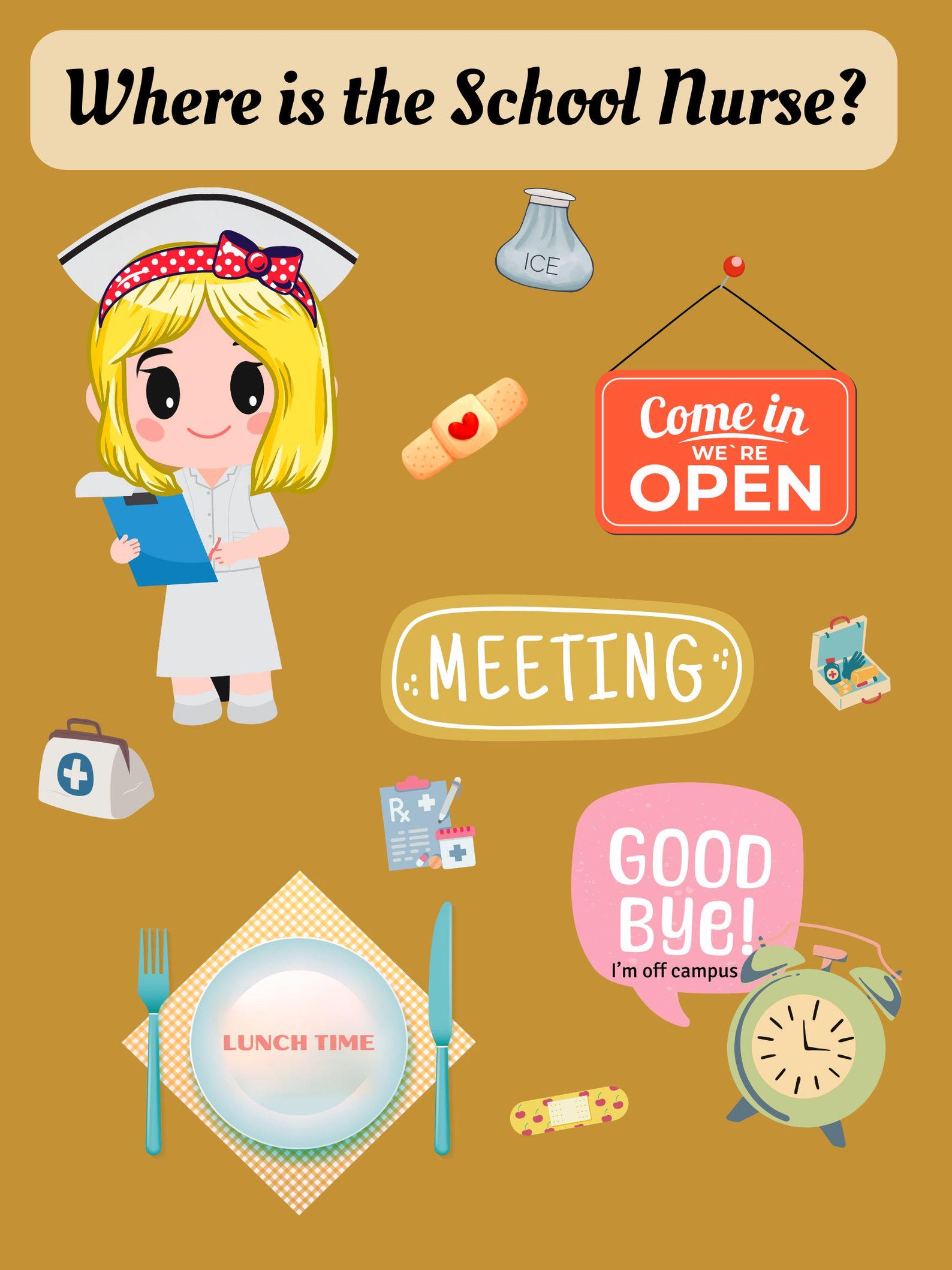 Retro Nurse Poster - Instant Download Print - Nurse Door Sign - Cute ...