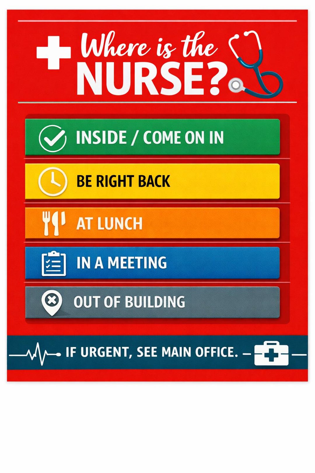 School Nurse Poster - Clinic Door Decor (digital Download) - Etsy