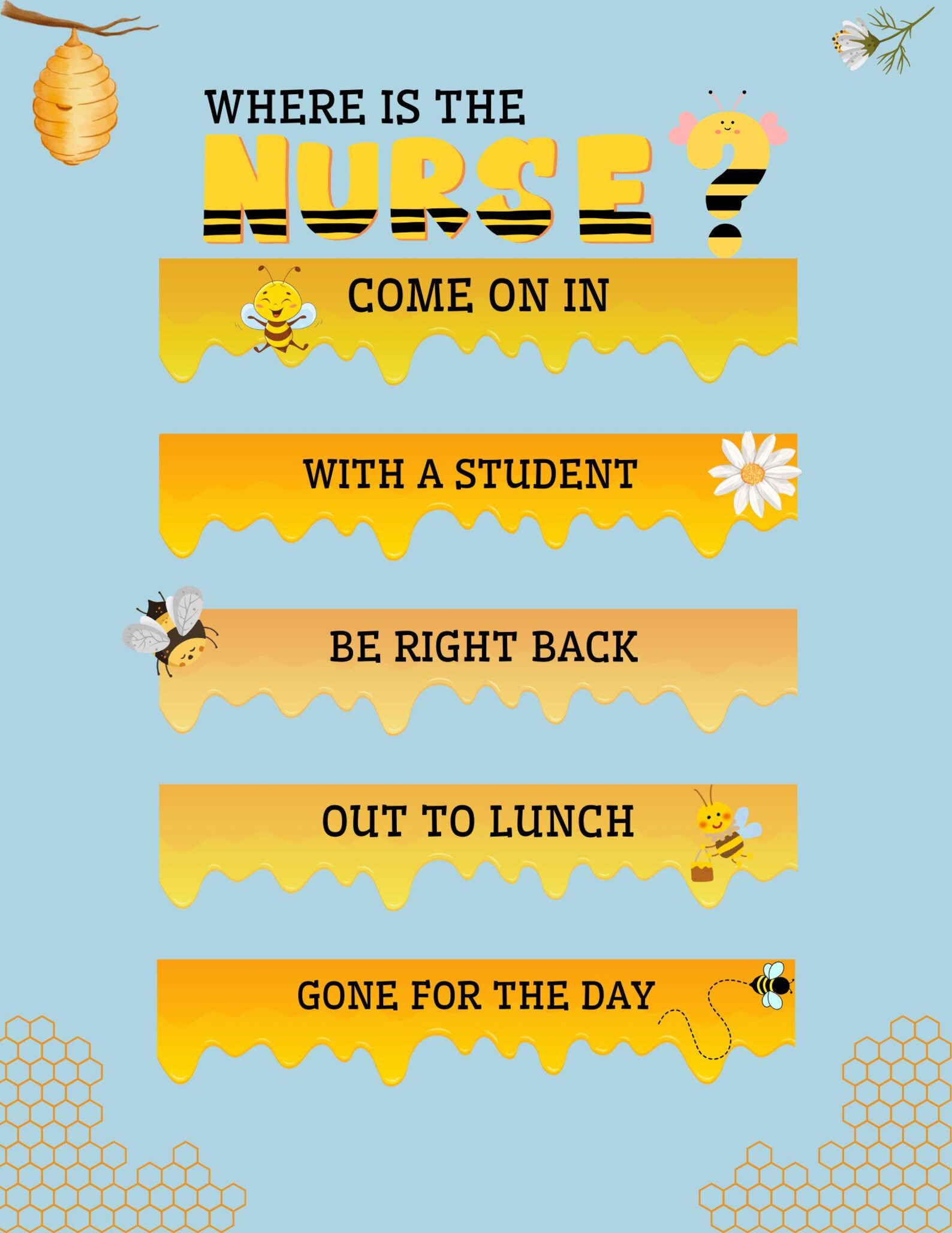 Nurse Door Sign - Cute Nurse Office Sign - Nurse Bee Sign - Where is ...