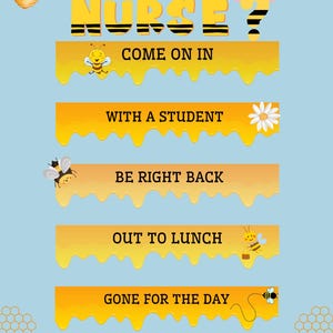 Nurse Door Sign - Cute Nurse Office Sign - Nurse Bee Sign - Where is ...