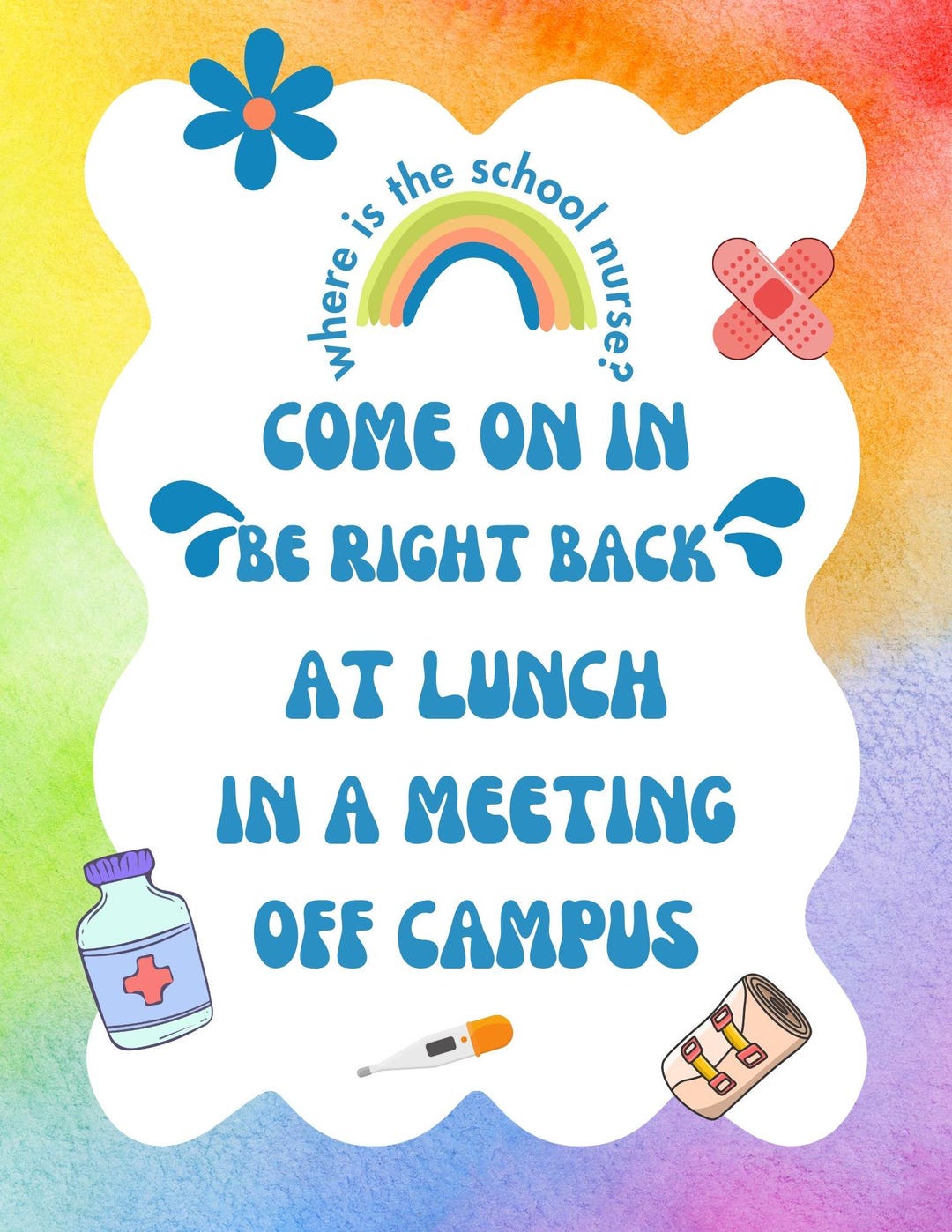Rainbow Nurse Door Sign - Printable Clinic Decor (digital Download) - Etsy