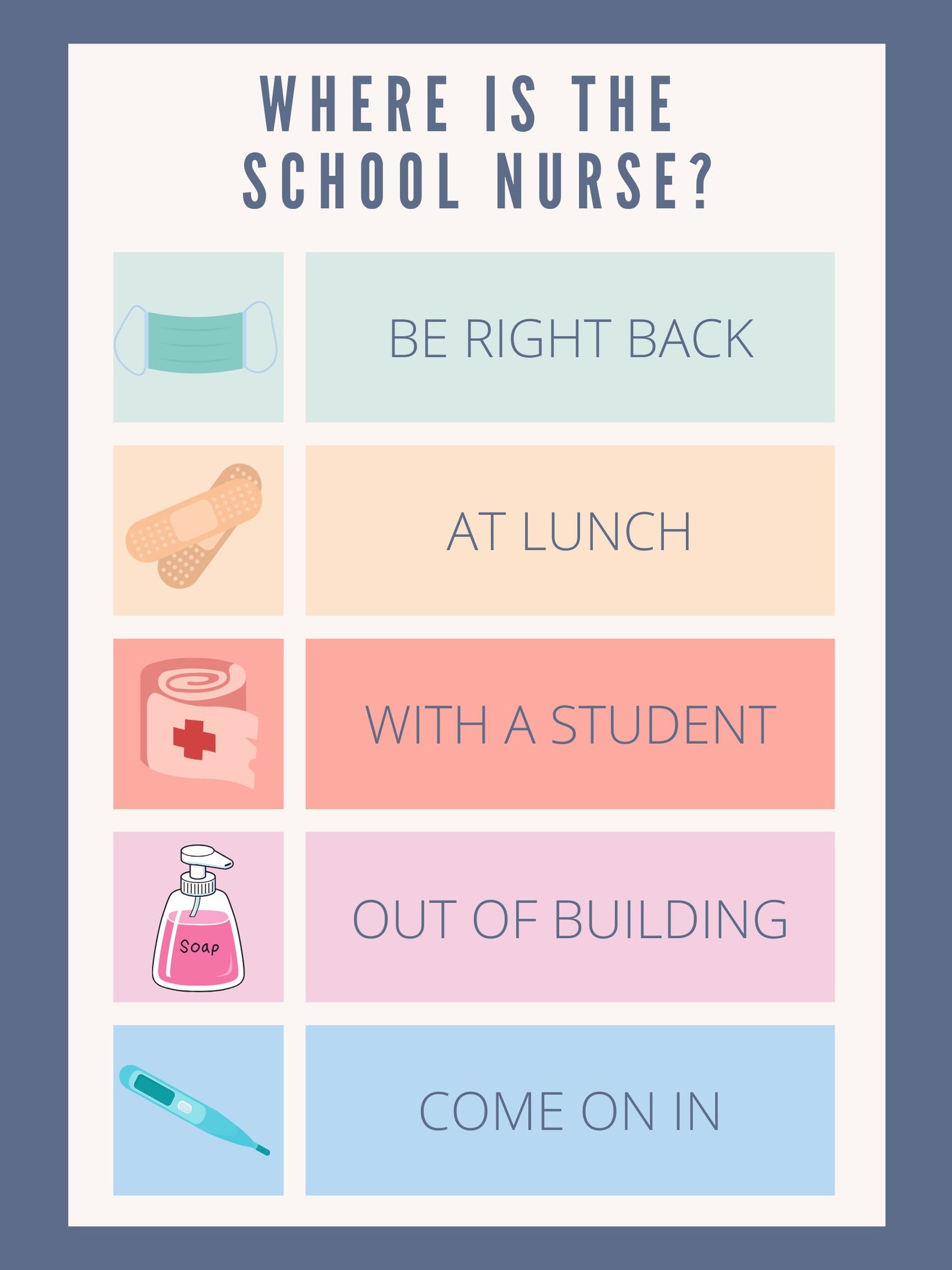 School Nurse Poster - Where is the School Nurse - Cute Nursing Posters ...