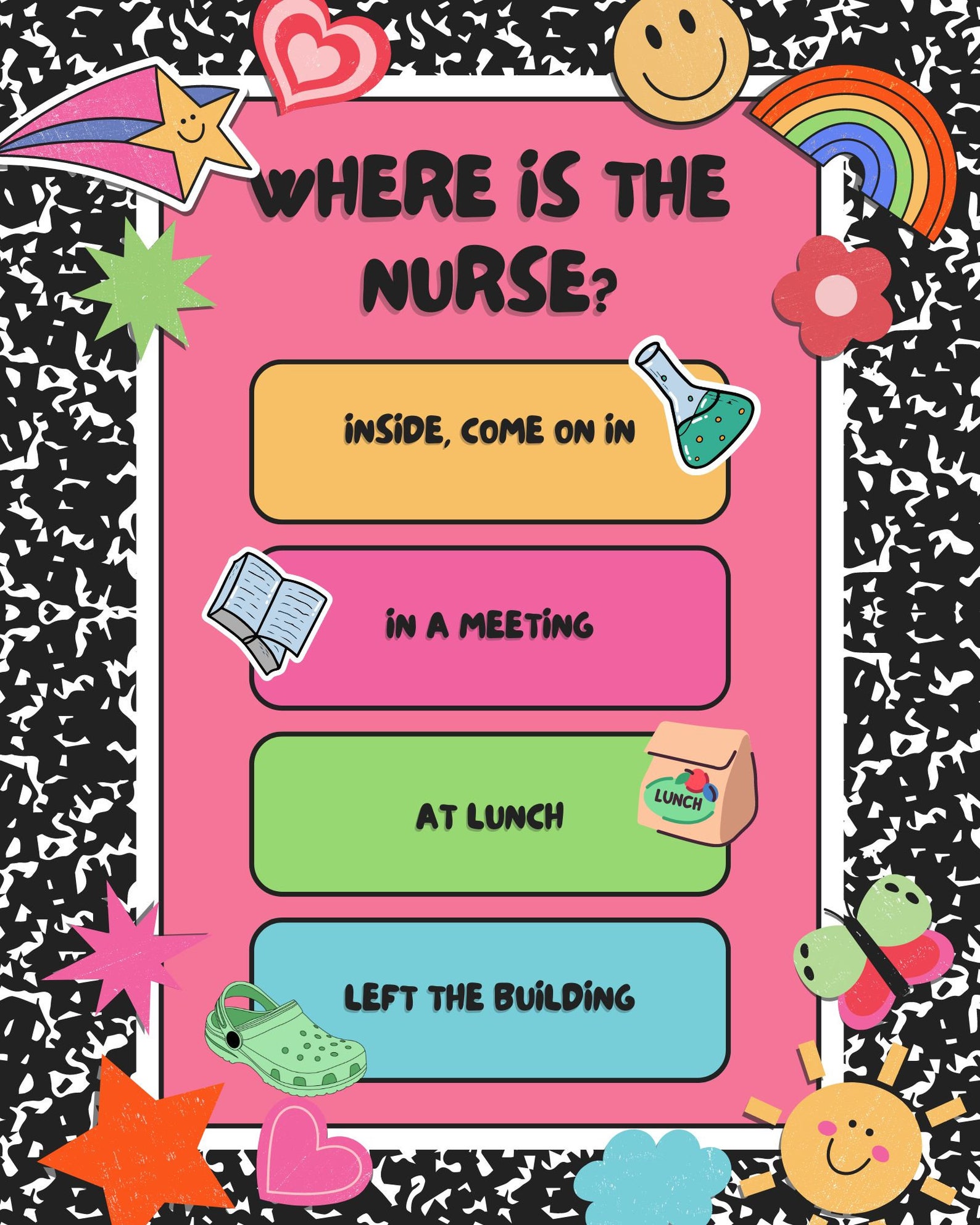 Instant Download School Nurse Poster - Where is the School Nurse - Cute ...