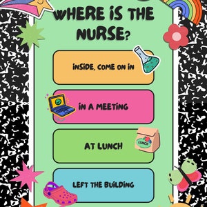 Instant Download School Nurse Poster - Where is the School Nurse - Cute ...