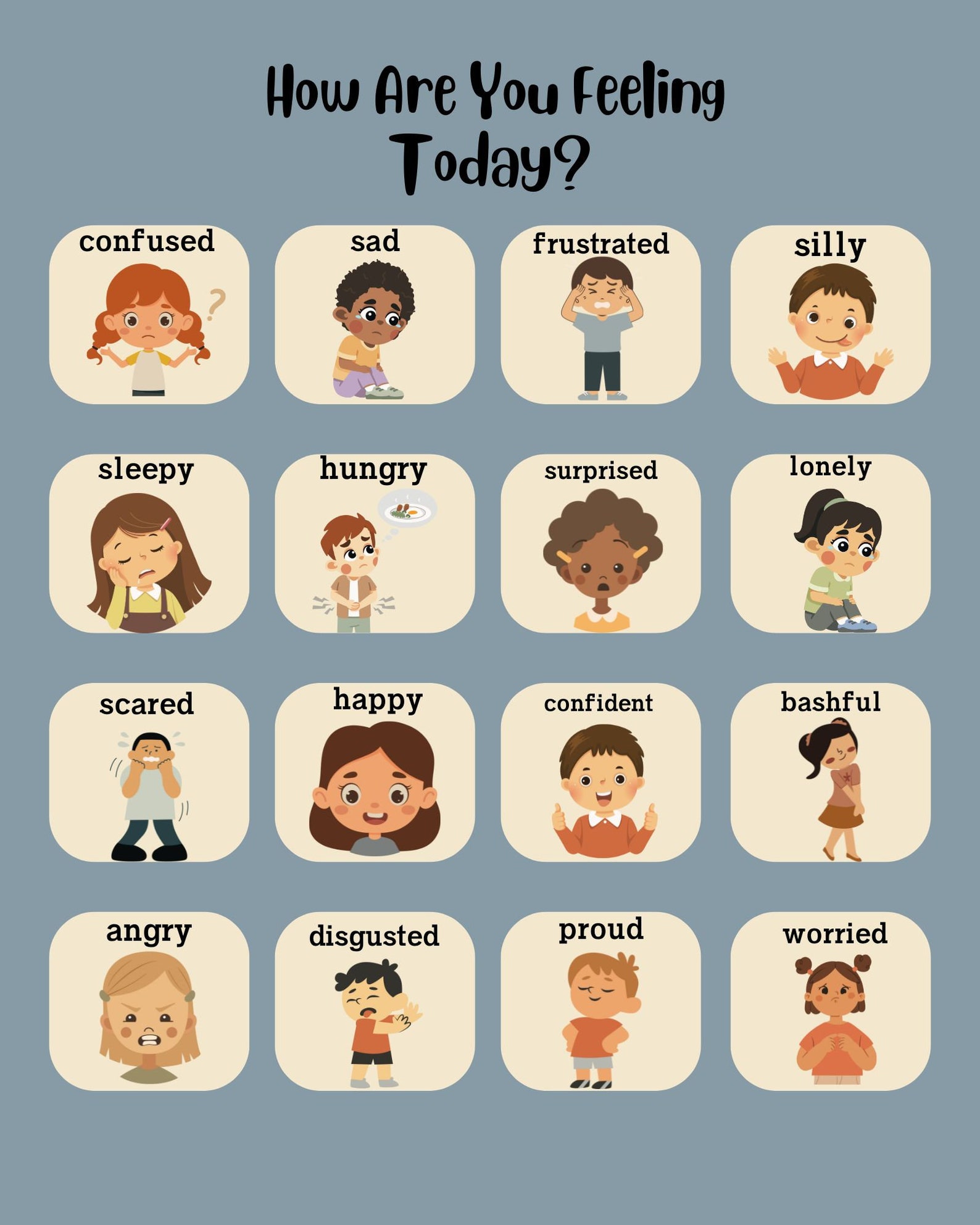 Kids Feelings Poster - School Nurse Decor - Digital File for Instant ...