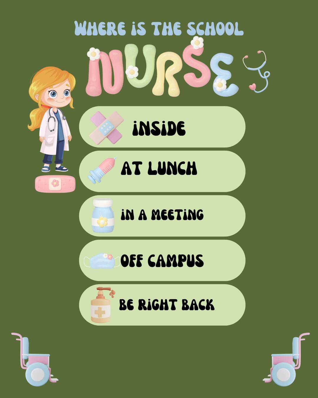 Retro Nurse Poster - Instant Download Print - Nurse Door Sign - Cute ...