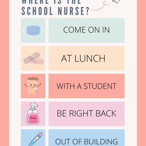 School Nurse Poster - Where is the School Nurse - Cute Nursing Posters ...