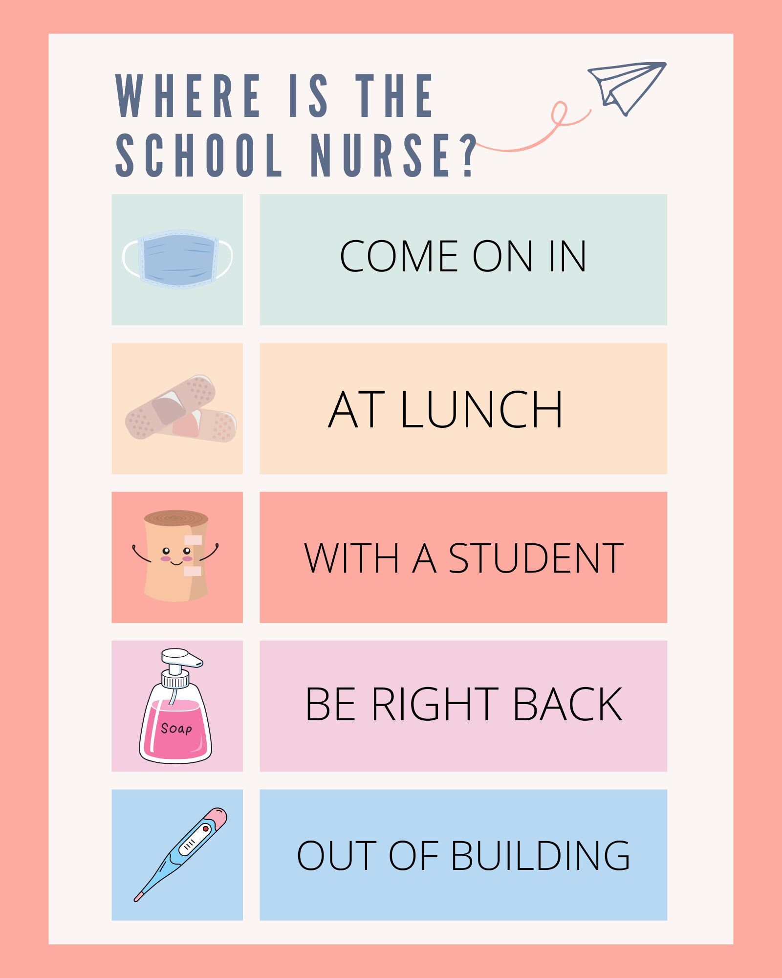 School Nurse Poster - Where is the School Nurse - Cute Nursing Posters ...