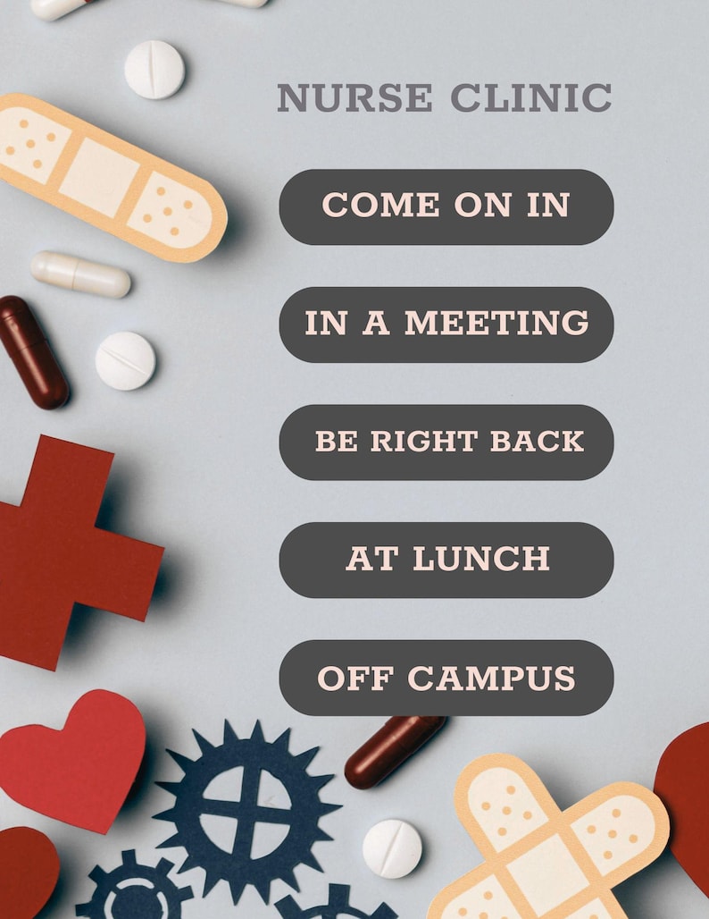 Printable Nurse Clinic Door Sign – Medical Office Decor (digital ...
