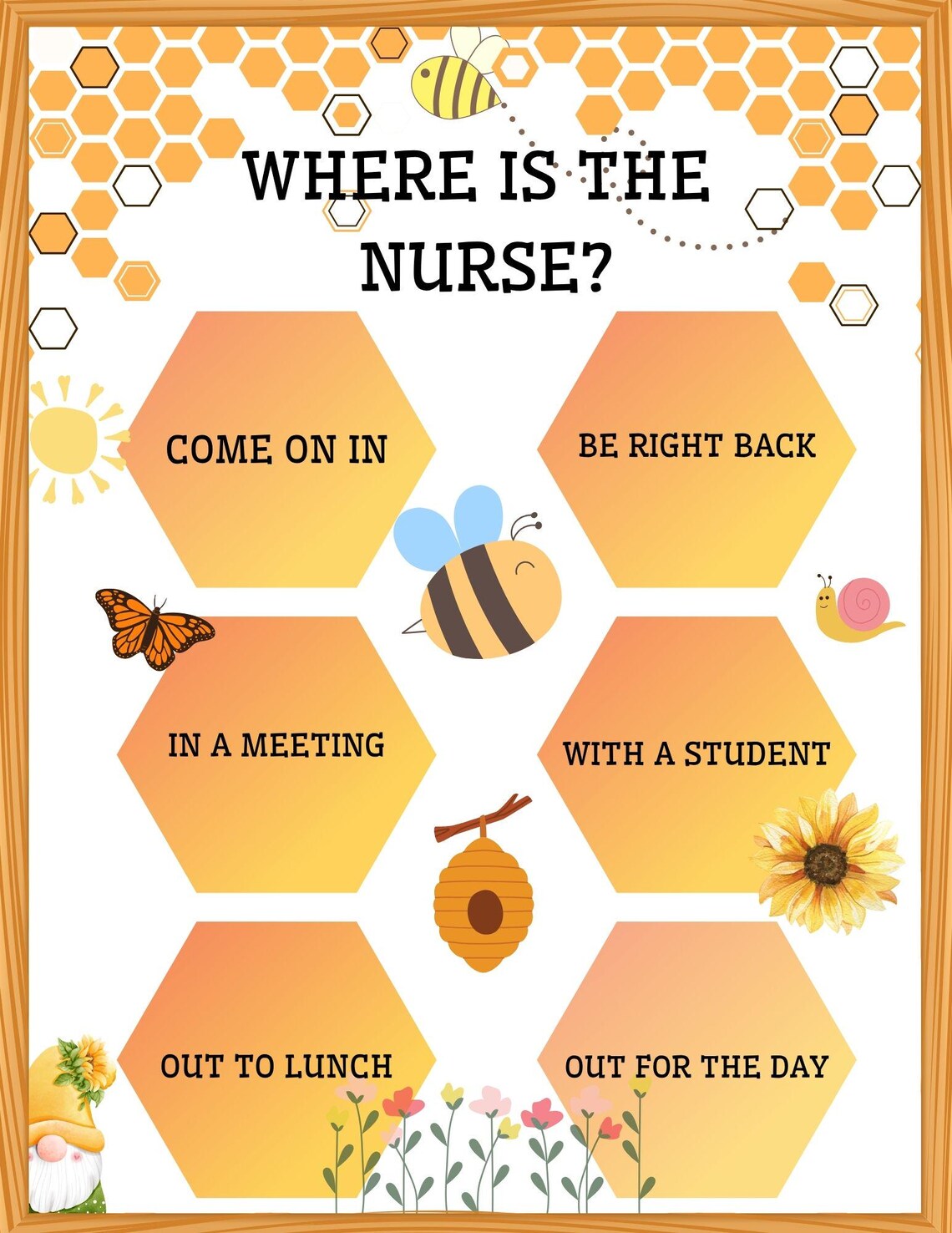 Nurse Door Sign - Cute Nurse Office Sign - Nurse Bee Sign - Where is ...
