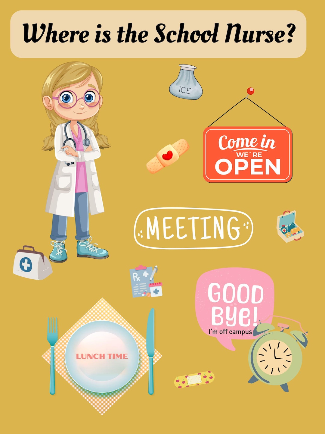 Nurse Poster - School Nurse Sign - Digital Nurse Poster for Clinic ...