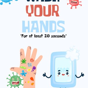 Wash Your Hands Poster - Kids Classroom or Clinic (instant Download) - Etsy
