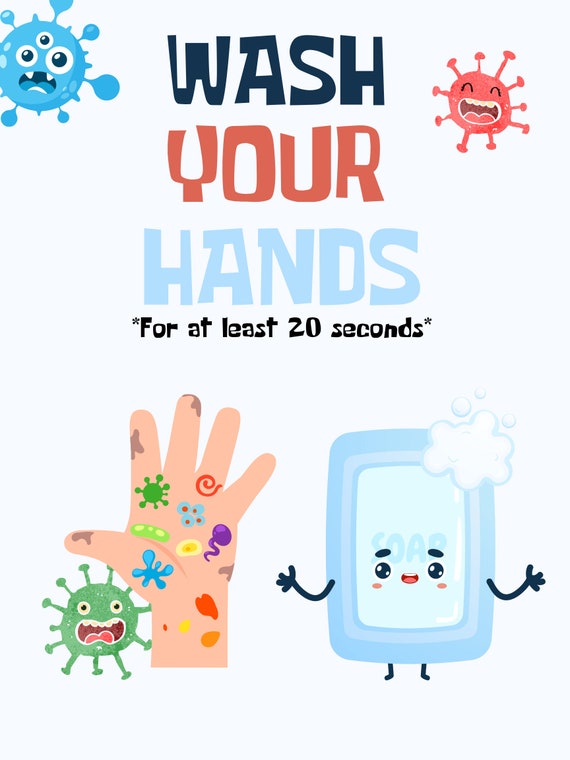 Wash Hands Poster For Kids