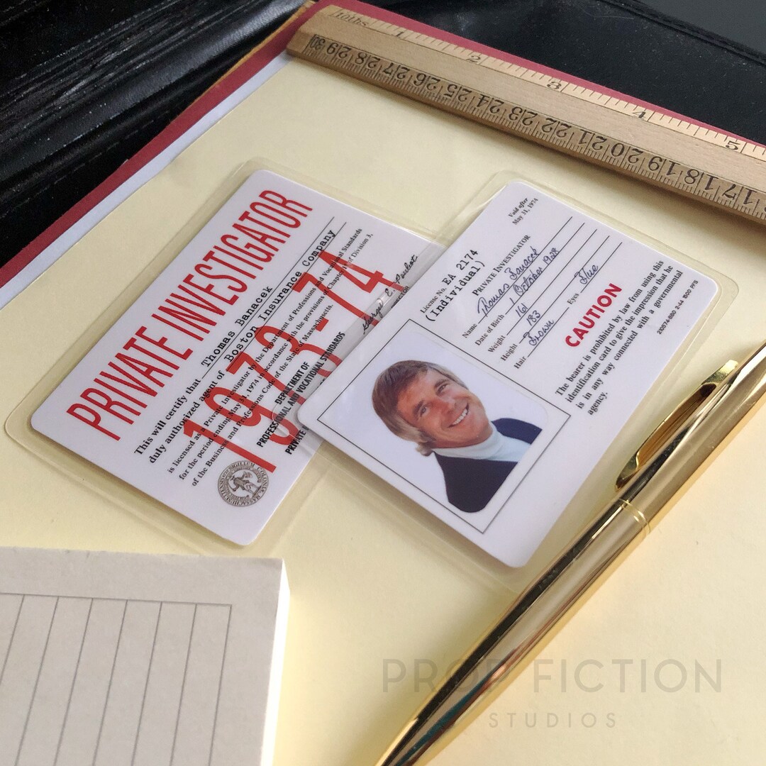 Cosplay 1970s Detective Display: Prop Private Investigator Licence Ids ...