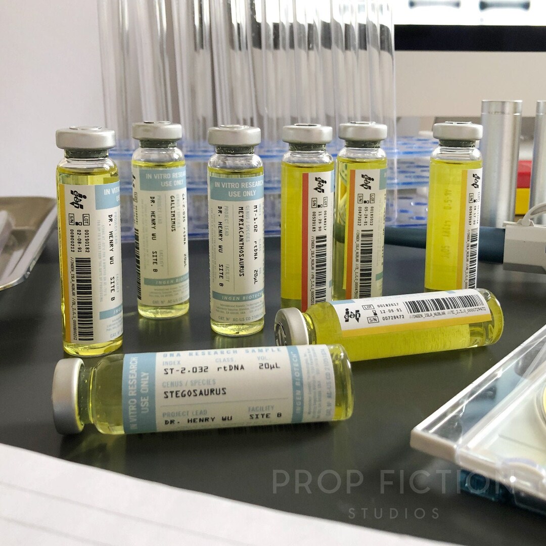 Cosplay Display Prop Vials: Prop Ingen Laboratory Samples / Dinosaur ...