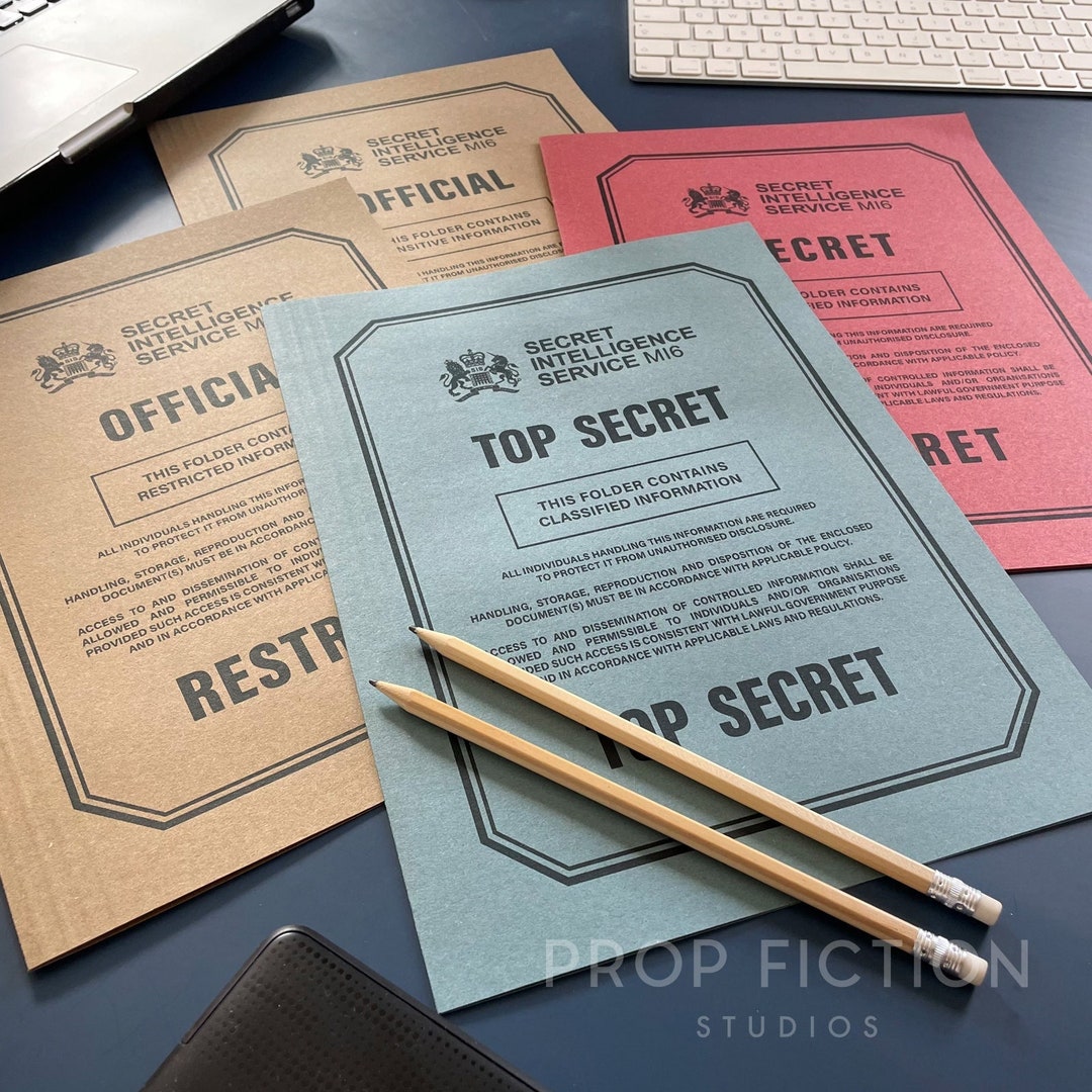 Movie Prop Top Secret Agent Intelligence Files / 4 X Cosplay Top Secret ...