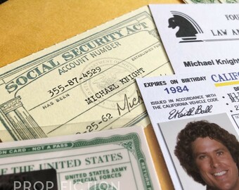 Knight Rider Prop Vintage Issue ID Cards Michael Knight Cosplay ID Set ...