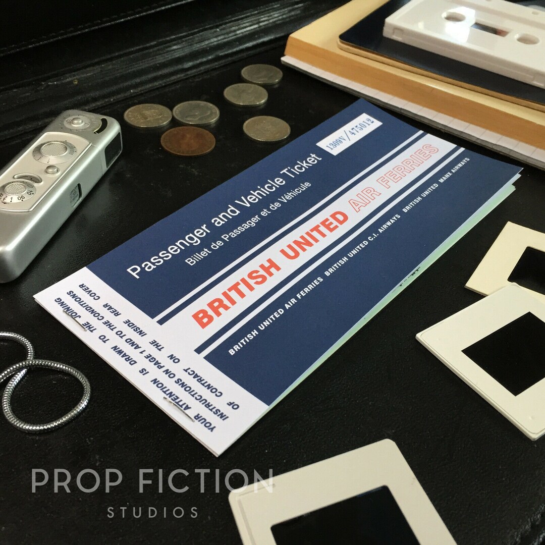 Prop Vintage-style 1960s British United 10-page Airline Display Ticket ...