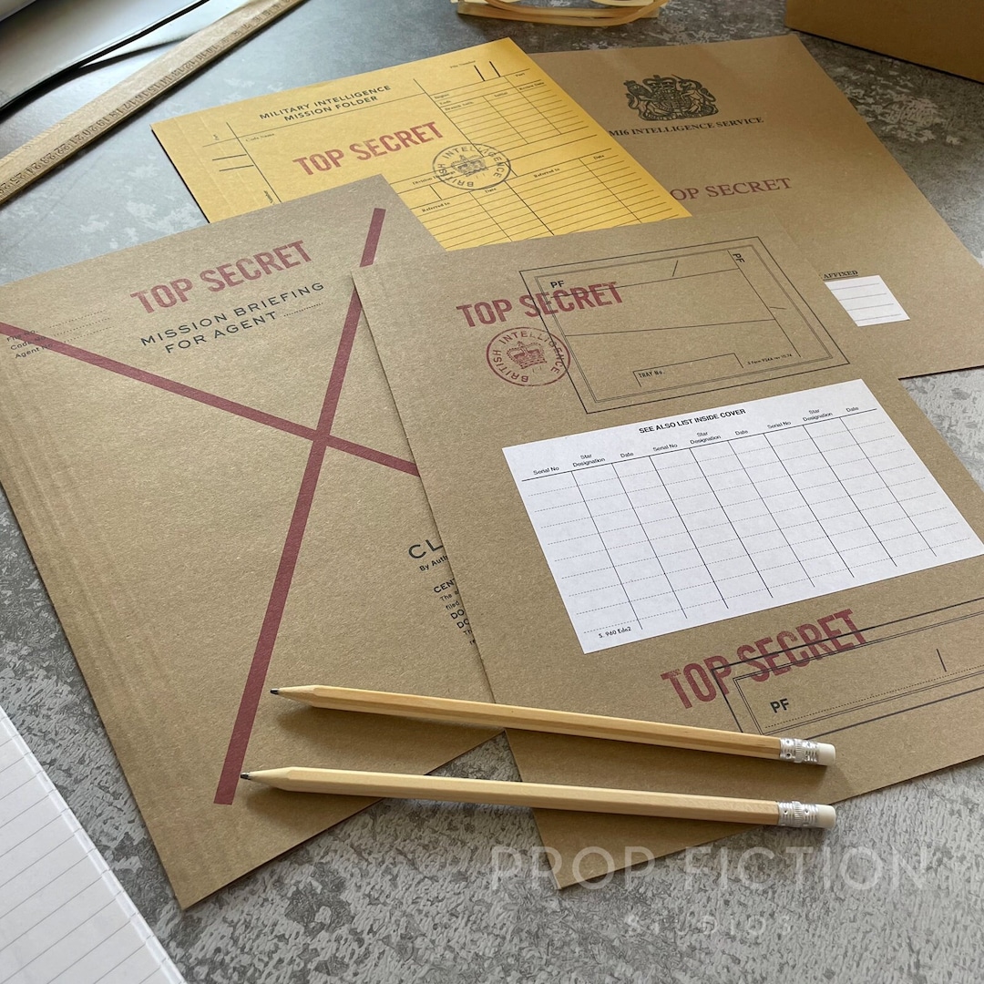 Movie Prop Vintage 1960s/1970s Top Secret Agent Mission Files / 4 X ...