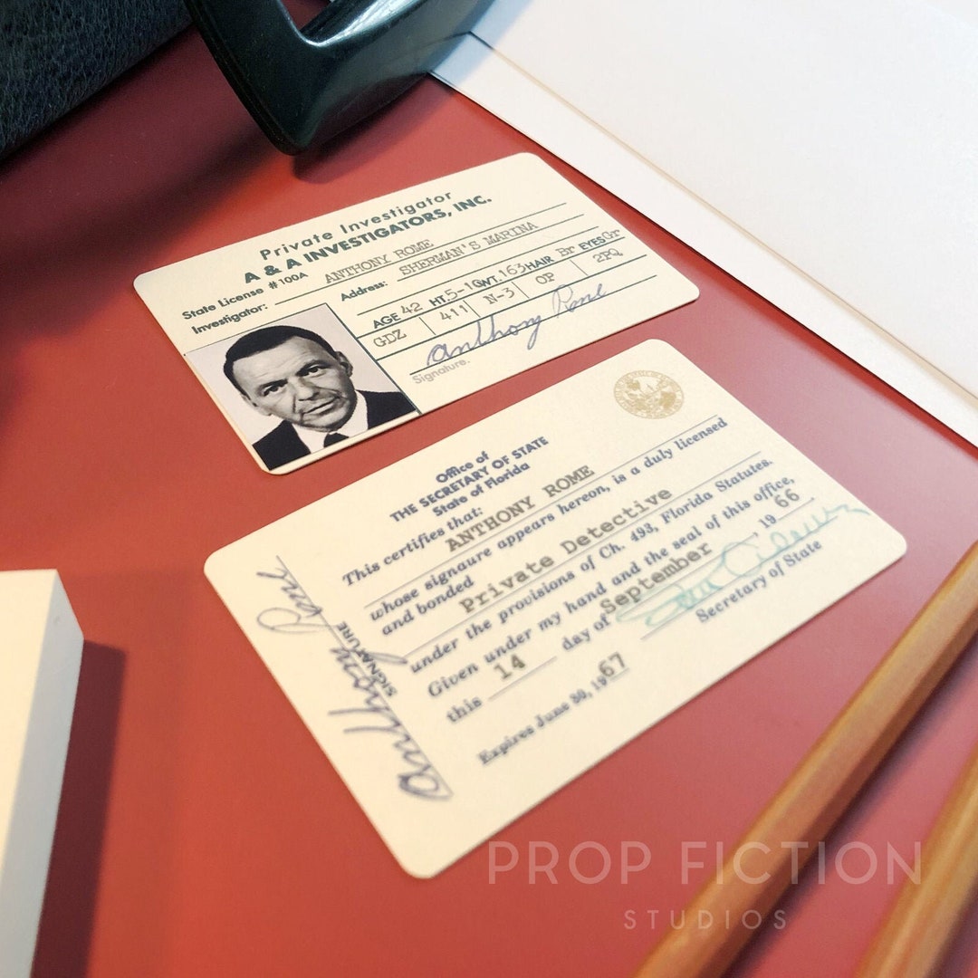 Cosplay 1960s Display Props: Vintage A&A Private Investigator License ...