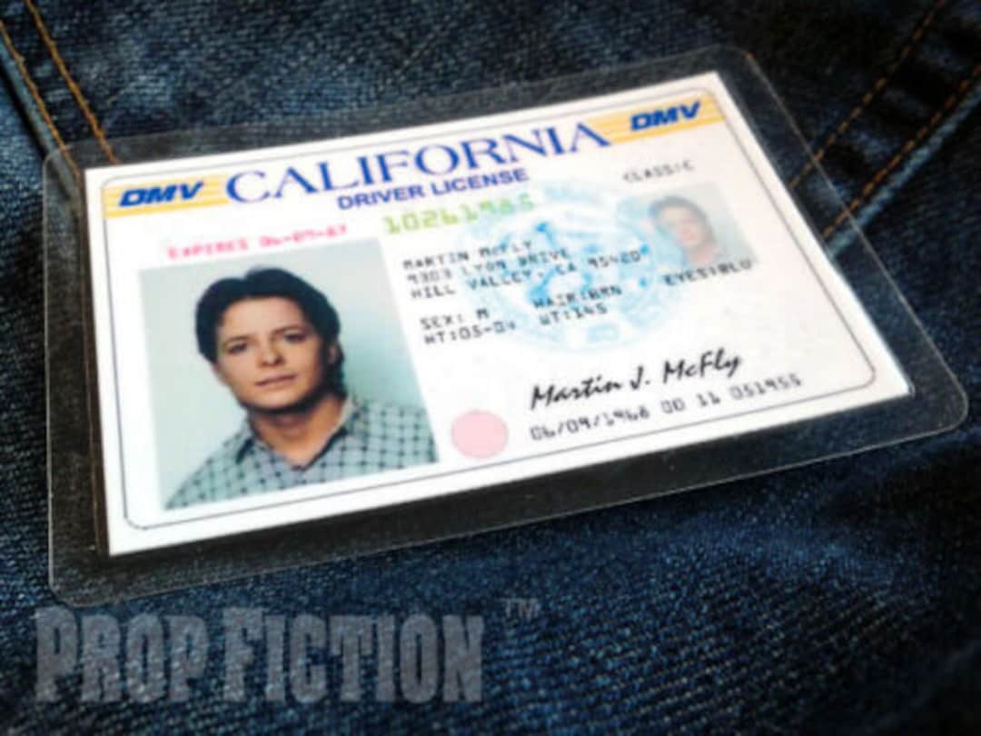 Back to the Future BTTF Marty Mcfly California Driver Licence Prop ID ...