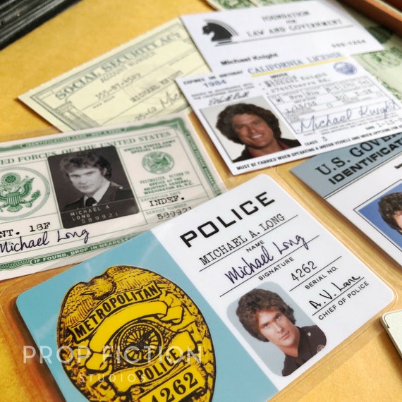Knight Rider Prop Vintage Issue ID Cards Michael Knight Cosplay ID Set ...