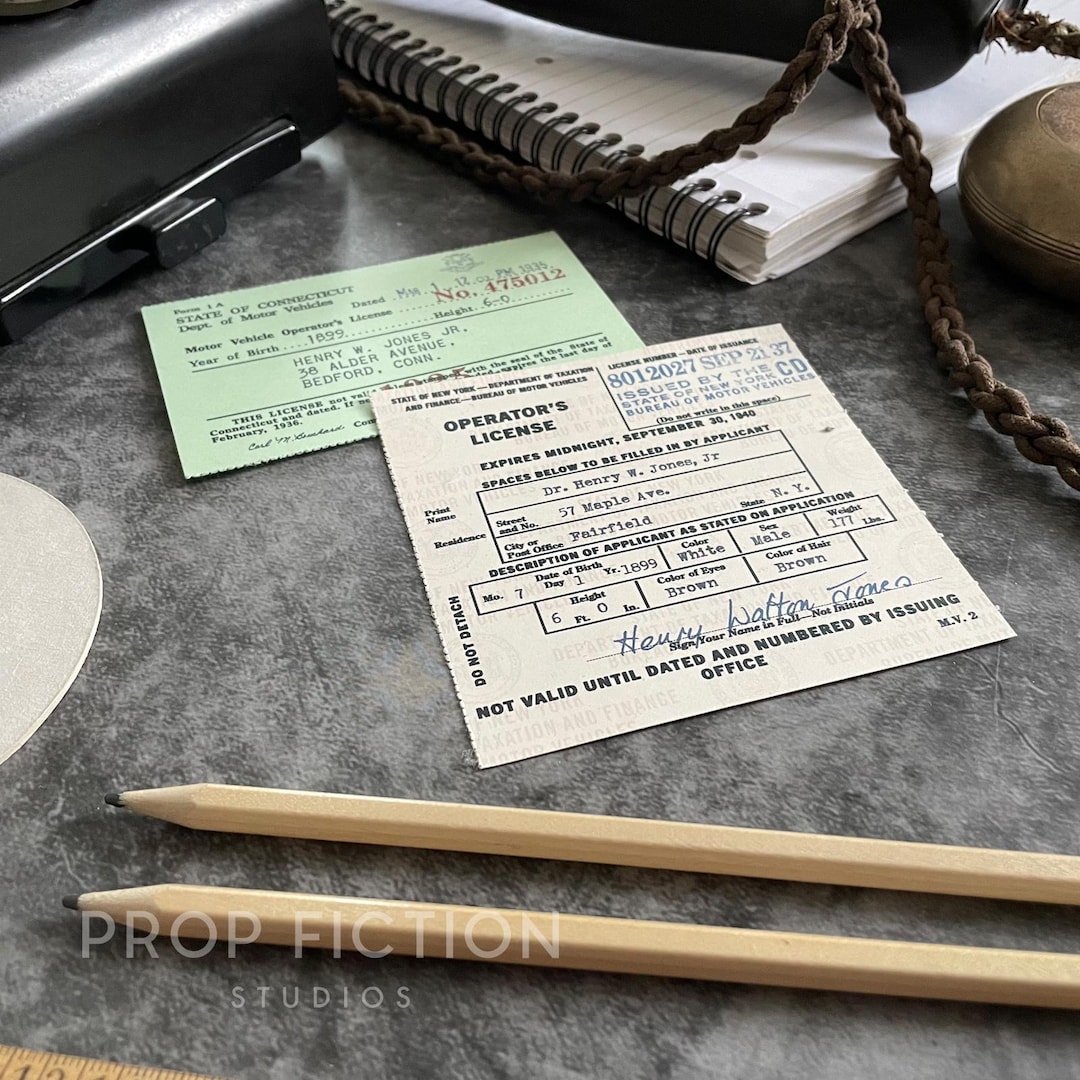 Cosplay 1930s Display Props: Vintage Prop Driver's Paperwork / Henry ...