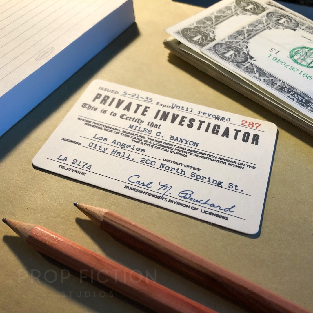 Cosplay 1930s Display Prop: Prop Private Investigator Licence / Vintage ...